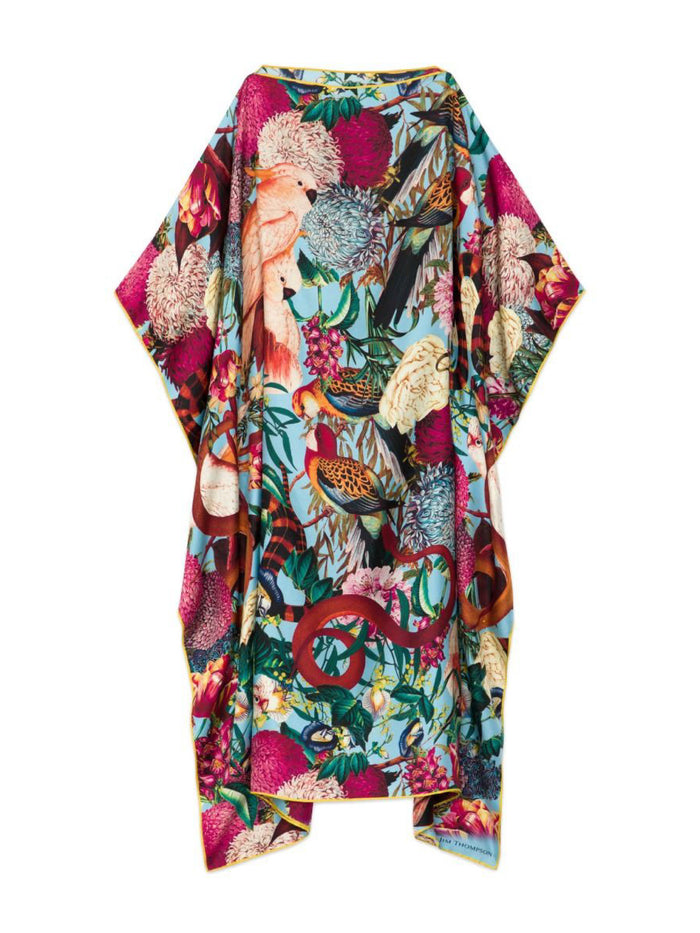 Cockatoo Print Silk Kaftan Dress | Jim Thompson