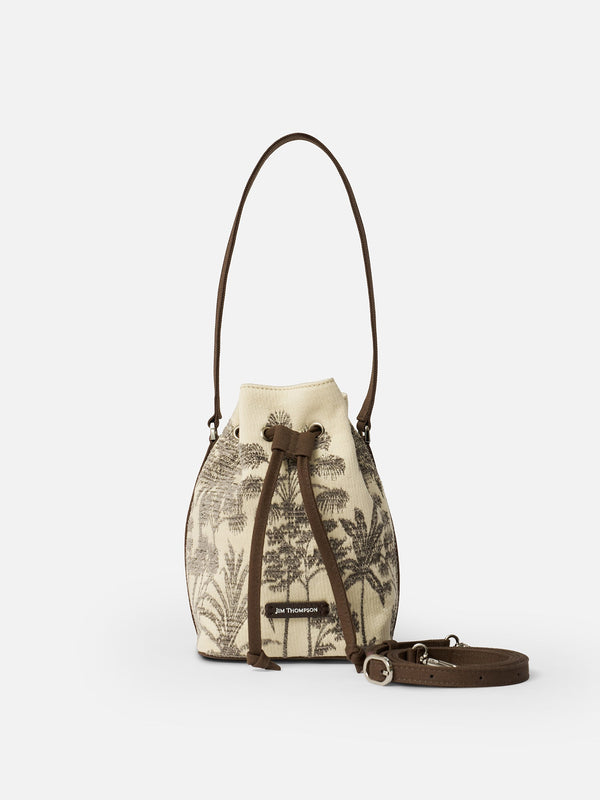 Coconut Palm Chenille Mini Drawstring Bag | Jim Thompson