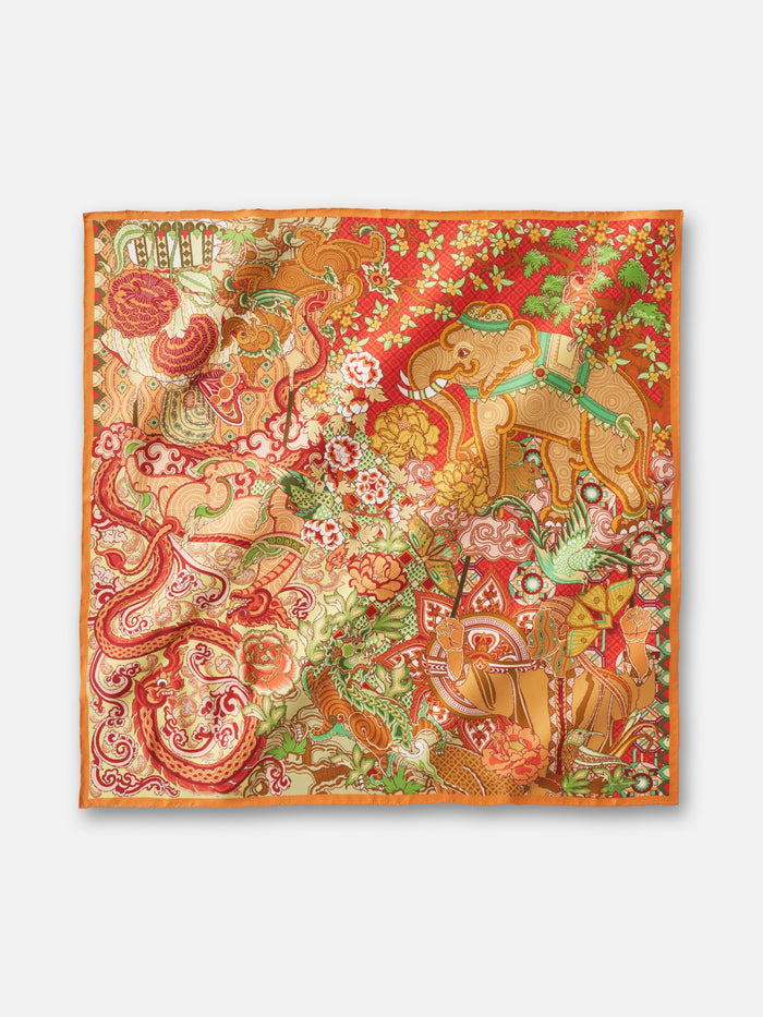 Grand Shadow Play Silk Scarf in Orange | Jim Thompson