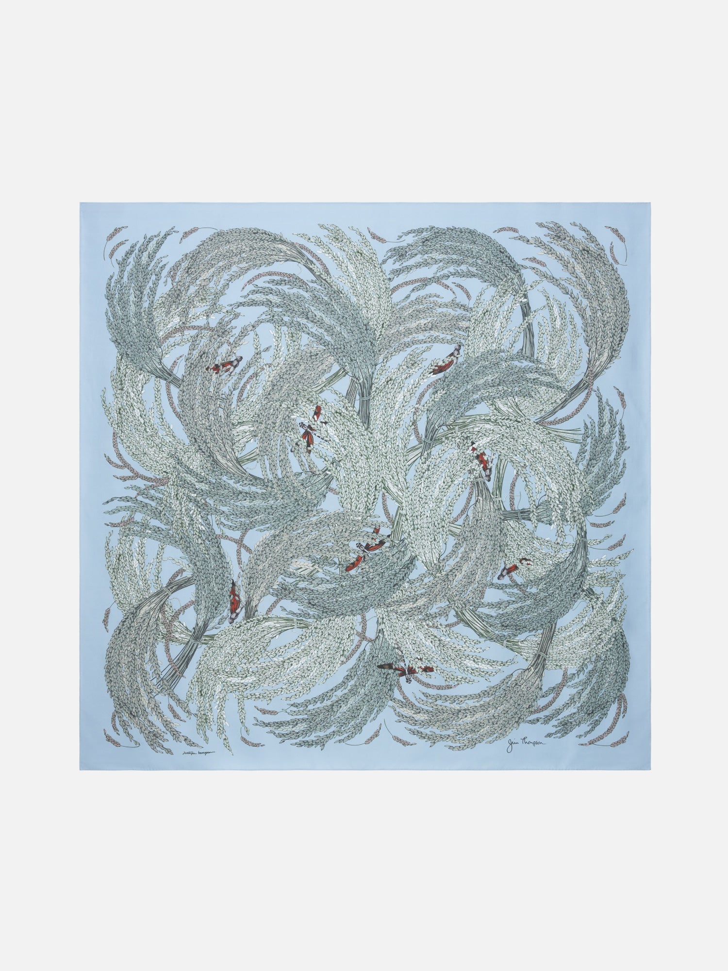Silk Twill Scarf with Rice Field Print | Jim Thompson