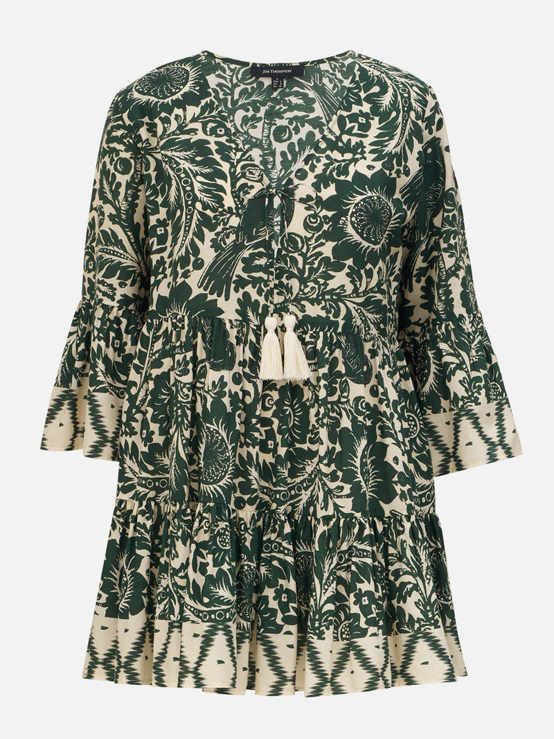 Trogon Birds Hippie Midi Dress in Green | Jim Thompson